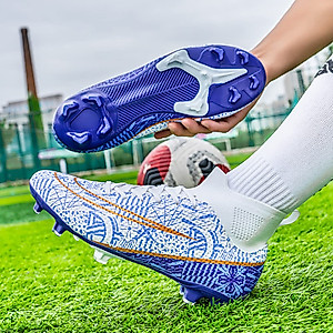 ailishabroy Men's Women's Firm Ground Soccer Cleats Outdoor Indoor Boys Girls Football Training Sneakers