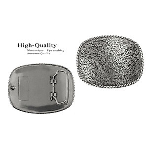 Antique Silver Floral with Rope Edge Western Belt Buckle
