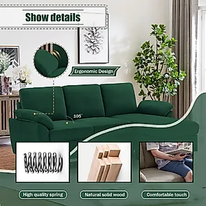 Tornama 79" Convertible Sectional Sofa, Small L Shaped 3 Seat Couch with Reversible Chaise, Modern Linen Fabric Sofa Couches for Living Room, Apartment and Small Space, Green