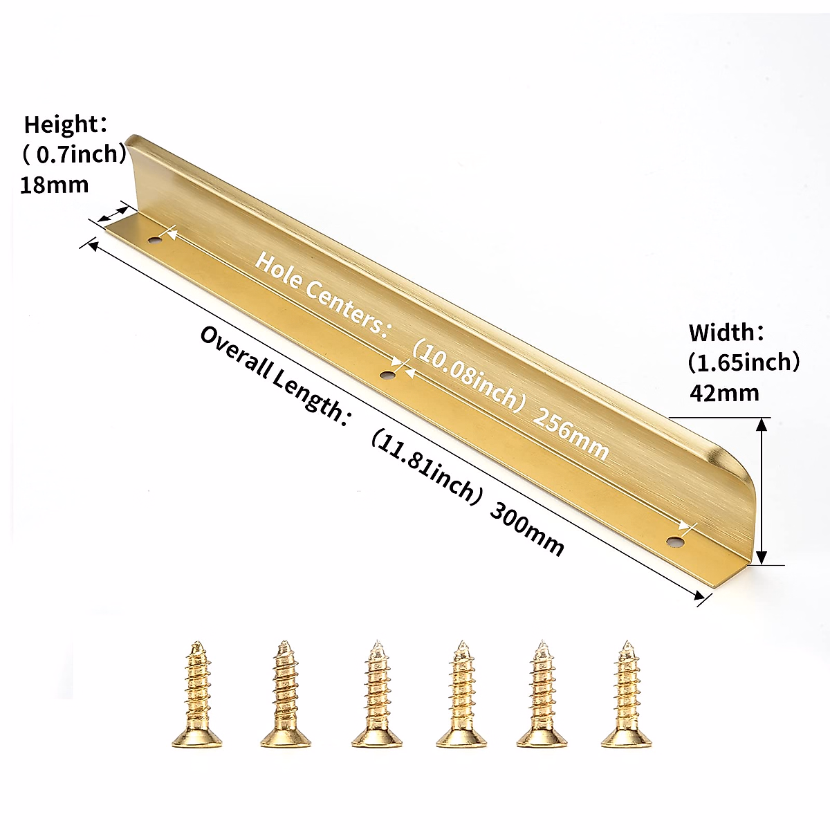 Satanga Edge Finger Pulls for cabinets Kitchen Invisible Hardware Concealed Drawer Pull Aluminum Hidden Door Long Handles Pack of 5 Modern Brushed Brass 11.81" Overall Length Easy Installation