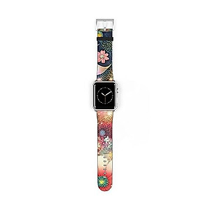 Creative Vibes2 Floral Smart Watch Band Compatible with Smart Watch Series 1, 2, 3, 4, 5, 6, 7, & SE - Leather Watch Bands for Smart Watches (38-41 mm, Gold Matte)