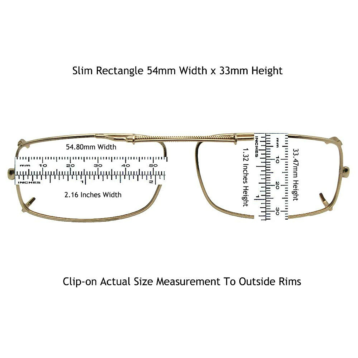 Slim Rectangle NON Polarized Yellow Lens Clip On Sunglasses (Pewter-NON Polarized Yellow Lens, 54mm Width x 33mm Height)