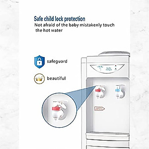 Water Cooler Dispenser 3-5 Gallon Bottles,Top Loading Hot & Cold Water Dispenser, Child Safety Lock Water Cooler for Indoor Home Office Use with Storage Cabinet, White