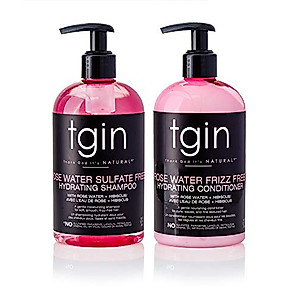 tgin Rose Water Shampoo + Conditioner DUO - For Natural / Dry/Fine/Color Treated Hair - Curls - Waves - Low Porosity - 13oz