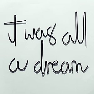 HIMIFOLO Metal Words Wall Decor Quote Sign Bedroom Wall Decor Above Bed Art Sculpture for Home Living Room Hotel Apartment Wall Decoration(It was All A Dream)