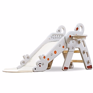 MERIT Play 3 in 1 Toddler Slide Exciting Slide for Energetic Toddlers Age 1-3 Safe and Fun Slip and Slide Indoor Toddler Playground Adorable Giraffe Design Loved by Boys and Girls (Gray)