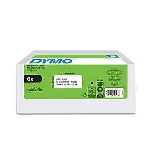 DYMO Authentic LW Multi-Purpose Labels for LabelWriter Label Printers, White, 1" x 2-1/8", 6 rolls of 500 (3000 Total)