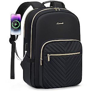LOVEVOOK Laptop Backpack for Women 18.4 inch,Cute Womens Travel Backpack Purse,Professional Laptop Computer Bag,Waterproof Work Business College Teacher Bags Carry on Backpack with USB Port,Black