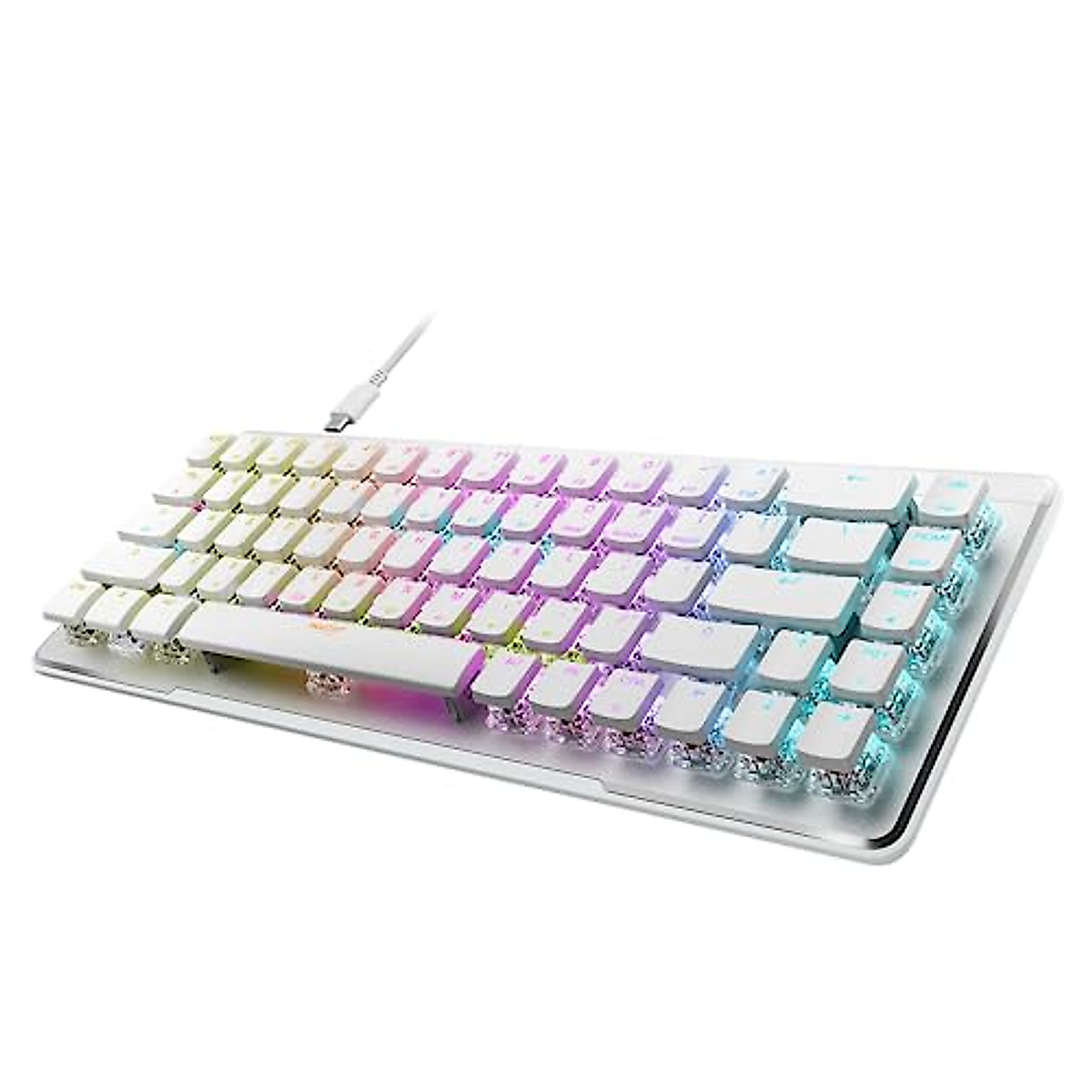 ROCCAT Vulcan II Mini Air 65% Optical Mechanical Gaming Keyboard, Full Wireless and Bluetooth Capabilities, Customizable RGB Illumination, Button Duplicator, On-Board Profiles, Aluminum Plate – White