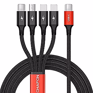 CHAFON USB C to Multi Charging Cable,4 in 1 Charger Cord Nylon Braided Adapter with Type C/Micro USB Compatible with Cell Phones/Tablets/Galaxy/Google Pixel/Sony/LG/Amazon fire/Camera(4FT/2 Pack)