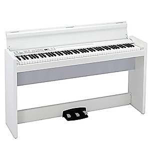 Korg LP-380 88-Keys Grand Digital Piano, White Bundle with Piano Bench, H&A Versa Professional Studio Monitor Headphones