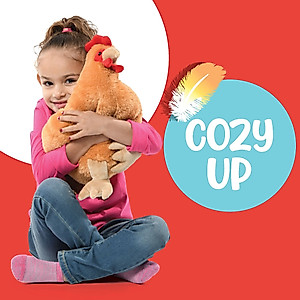 PREXTEX Hen Toy with Two Plastic Easter Eggs and Cute Baby Chicks Inside - Big Mommy Hen Plush with Chicks Zippered in Eggs - Adorable Chicken Plushies for Kids 3-5 Years Old