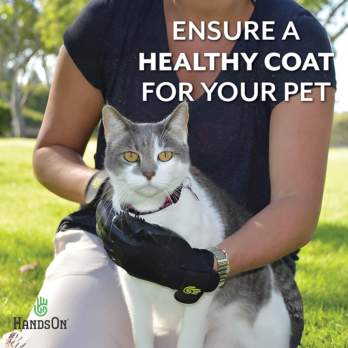 H HANDSON Pet Grooming Gloves - Patented #1 Ranked, Award Winning Shedding, Bathing, & Hair Remover Gloves - Gentle Brush for Cats, Dogs, and Horses (Grey, Small)