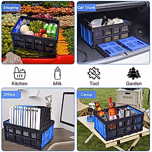 OSWIN Double Layer Folding Shopping Cart, Foldable Portable Trolley, Utility Cart with Shoping Baskets, Office Folding Cart with Wheels, Multi Use Functional Collapsible Carts for Supermarket