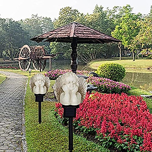 Ghlevo Resin Craft Solar Angel Cupid Christmas Outdoor Decoration Lighting Floor Lamp Chandelier Sun Angel Novelty Landscape Light Path Porch Home Garden Light