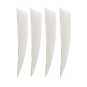 HNZMDY 50 Pcs 4 Inch 5 Inch Archery Arrow Fletching Turkey Feather Fletching Right Wing Left Wing Feather Real Arrow Vanes for Hunting Arrow Accessories DIY Archery (5 inch/Right Wing, White)