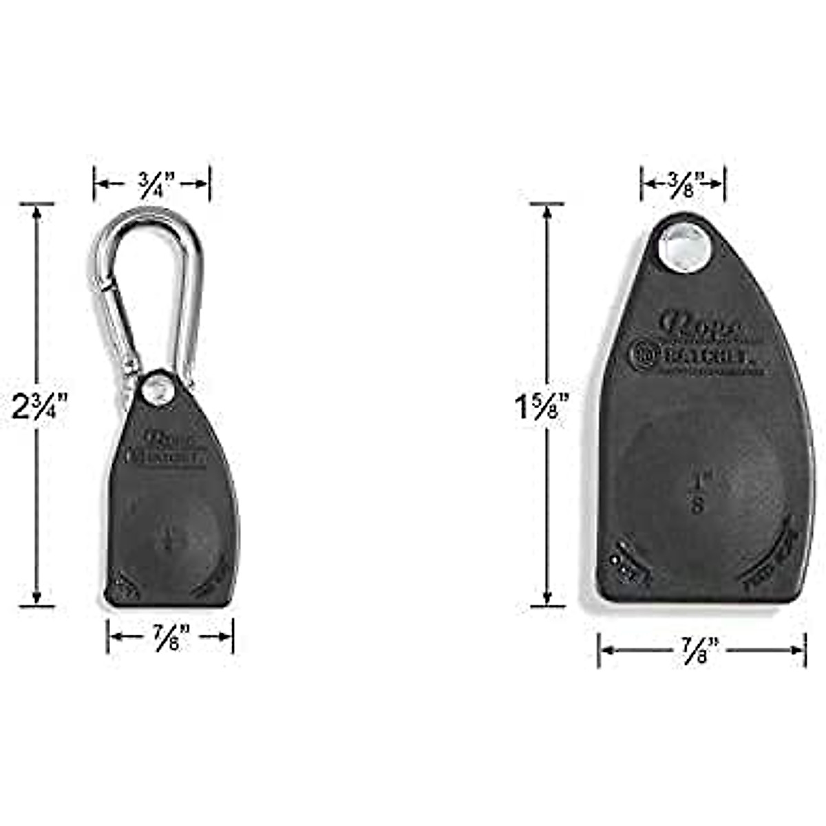 Rope Ratchet 1/8 Ratchet 12 PAK with Spring Clips (6 Pair)… Black