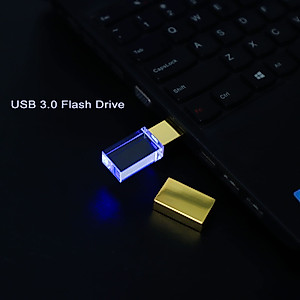 Laak 32GB New Crystal Transparent Rectangle Genuine USB Flash Drive 3.0 Wedding Gift Pendrive (Gold)