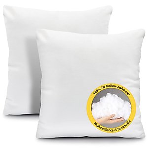 Fixwal 2pack Pillow Inserts, 26x26 Inches White Polyester Indoor Decorative Euro Pillow Inserts, Square Form Throw Pillow Stuffer for Bed Couch Car