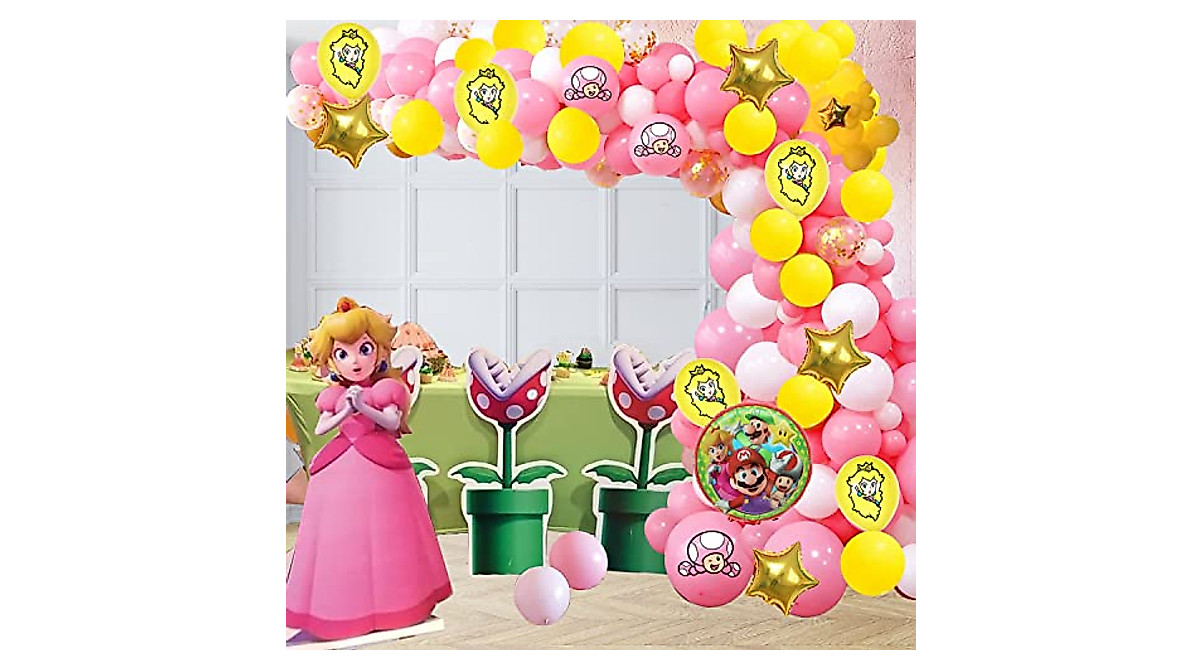 131Pcs Princess Peach Balloon Arch Kit for Parties