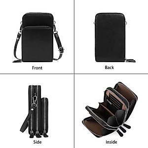 Pearl Angeli Small Crossbody Bag RFID Cellphone Wallet Purse Mini Ladies Handbag Purse with Shoulder Strap(Matte Black)