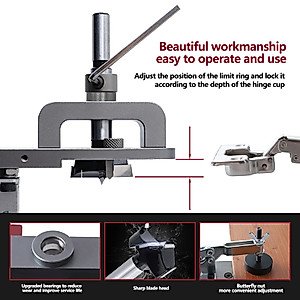Adoles 35mm Concealed Door Hinge Jig， Accurate Locking Cabinet Hinge Jig， Aluminum Alloy Material Comes with Clamping Device for Easy Carrying and Use.…