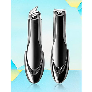 Splash-proof nail clippers and Toenail Clippers Set,Sharp Sturdy Fingernail, detachable, washable, suitable for the elderly, adults, Set of 2 of nail clippers (Black)