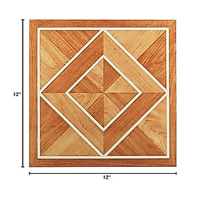 Tivoli Self Adhesive Vinyl Floor Tiles, 45 Tiles - 12" x 12", White Border Inlaid Parquet - Peel & Stick, DIY Flooring for Kitchen, Dining Room, Bedrooms, Basements & Bathrooms by Achim Home Decor
