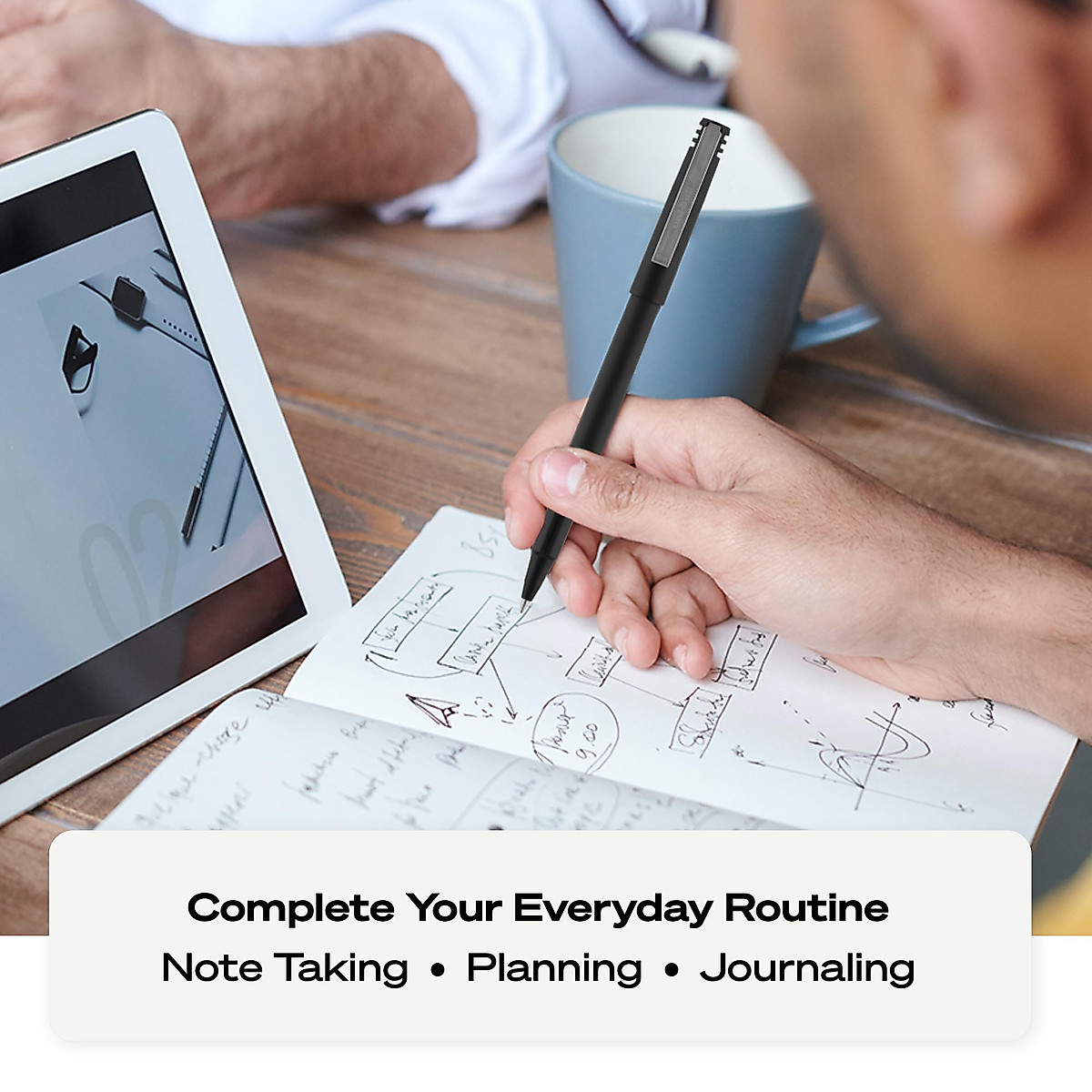 uni-ball Roller Rollerball Pens Fine Point Micro Tip, 0.5mm, Black, 12 Pack