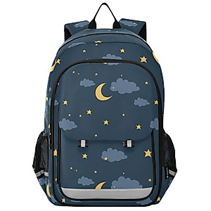 ALAZA Night Sky with Moon Stars and Cloud Backpack Daypack Bookbag