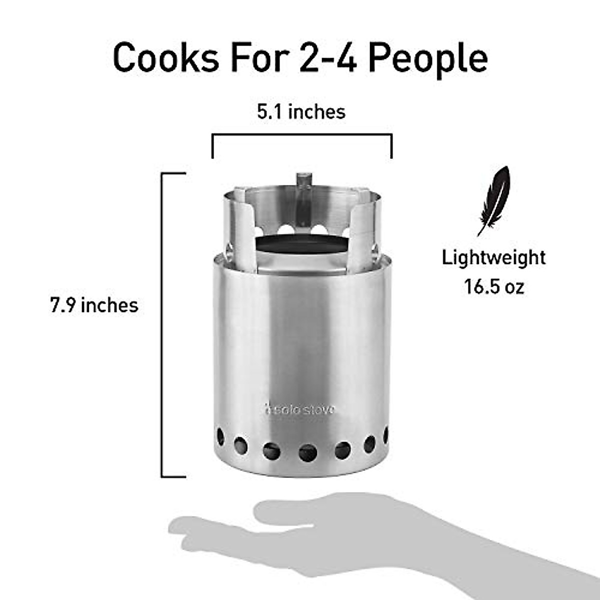 Solo Stove Titan Camping Stove Portable Stove for Backpacking and Outdoor Cooking Great Stainless Steel Camping Backpacking Stove Compact Wood Stove Design-No Batteries or Liquid Fuel Canisters Needed