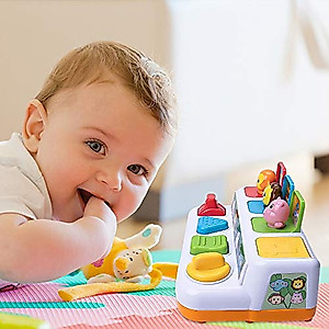 HomeMall Baby Interactive Pop Up Animals Toy, Toddlers Musical Learning Infant Sensory Pop-up Activity Toys for 6-12-18 Months & 1 Year Old Kids Boys Girls Gifts
