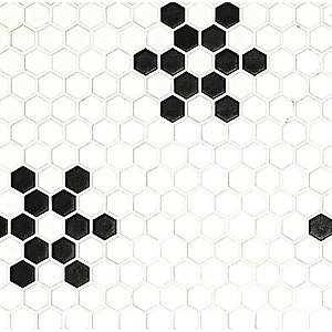 Capella Star Pattern Black and White Hexagon 1" Porcelain Floor and Wall Tile Matte for Kitchen Backsplash, Bathroom Shower, Decorative Accent Wall (1 Sheet)