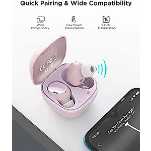 HTC True Wireless Earbuds 2 Bluetooth 5.1 with USB-C Charging Case, 32-Hour Playtime, Built-in Microphone, Touch Control Wireless Earbuds- Pink