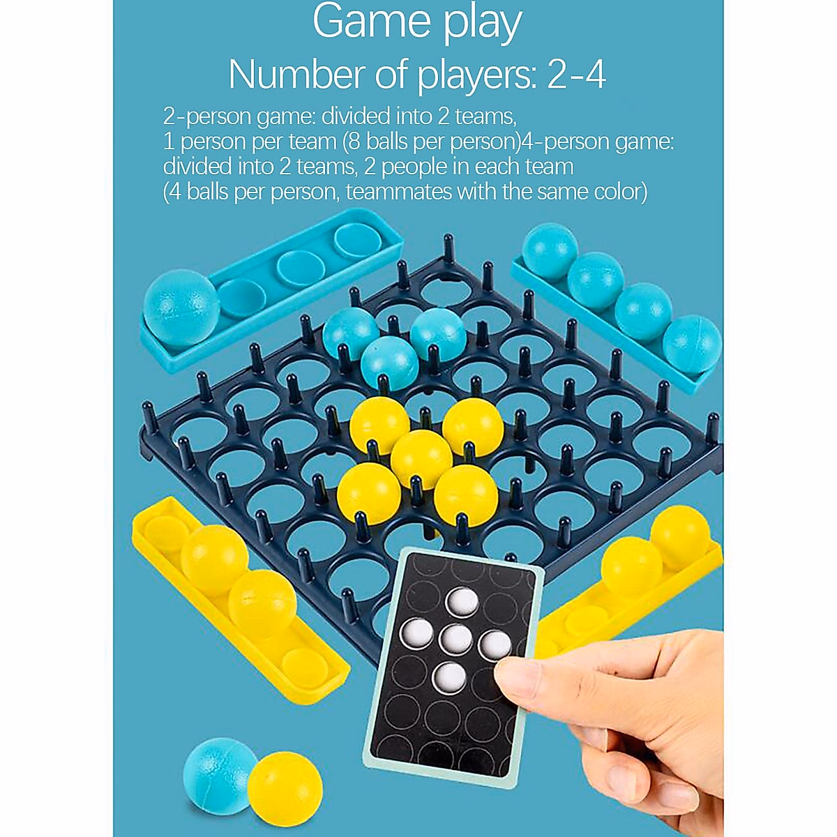 VIZH Bounce Ball Game Family Party Board Games Ball Toy, Desktop Bouncing Ball Game,Family Bouncing Balls Board Game with Pattern Challenge for Party, 2-4 Palyers Game