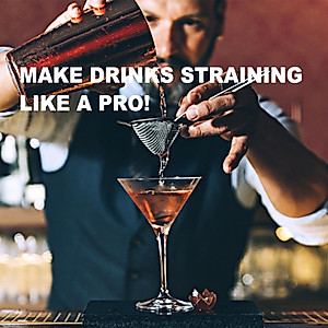 CUNSENR Premium Fine Mesh Tea Strainer - Stainless Steel Cocktail Strainer for Drink - Small Strainers for Kitchen, Tea Herbs, Juice, Coffee - Mini Strainer for Juicing - Easy to Use & Clean, Silver