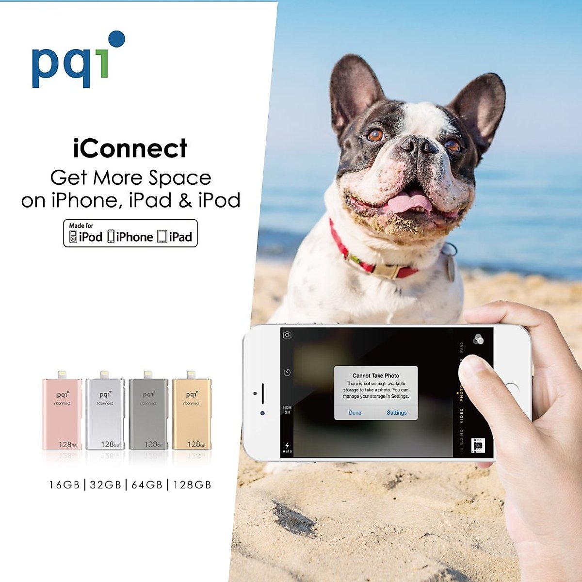 Flash Drive for iPhone iPad, iConnect[USB 3.0] [Apple MFi Certified] Apple FlashDrive Mobile Storage with Lightning Connector for iPhone, iPad, iPod Mac and Computer (64GB) (Space Gray)