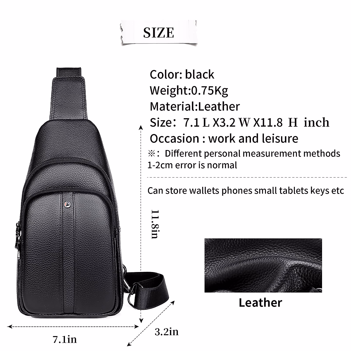 FSD.WG sling Backpack for Men Chest Bag Crossbody Shoulder Bags Travel Bag Purse for Men with Water Resistant