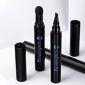 NewBang Beard Pencil Kit - Waterproof and Long-Lasting 4 Tip Pen for Natural Looking Beard, Moustache & Eyebrows (Black, 2PCS)