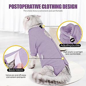 Cat Recovery Suits, Onesie for Cat Pet Wound Care After Surgery,The E-Collar Alternative for Post-Operative Care Bandages Post-Surgery Wear (Light Purple, S)