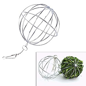 ULTECHNOVO Pet Feed Dispenser Ball Rabbit Grass Ball Animal Hanging Ball Toy Feed Dispenser Sphere Treat Toy Ball-Shaped Straw Frame for Hamster Rat Rabbit Guinea Pig 2pcs