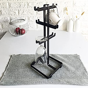 通用 Jiagu Metal Mug Rack Mug Drain Rack Cup Holder Rack Mug Tree Mug Storage Rack Coffee Mug Rack Mug Holder Stand Wine Glass Stand for Kitchen for Table (Black)