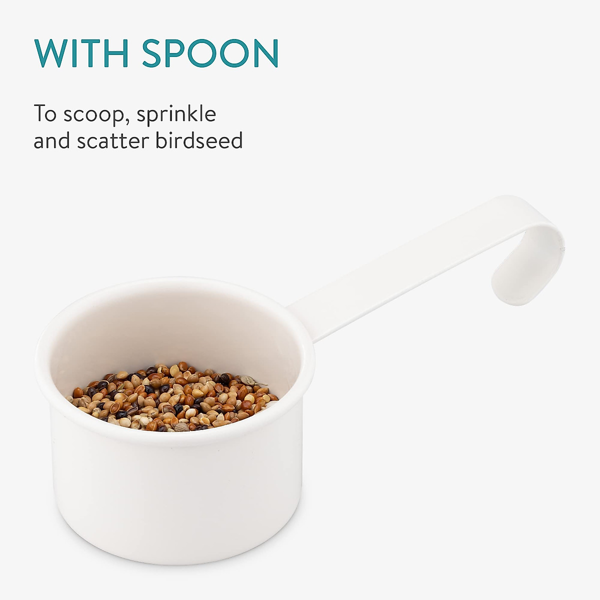 Navaris Bird Seed Box - 16cm x 25cm - 4.9 L (1.3 Gal) - Decorative Pots for Seeds and Other Small Dry Pet Food - Small Garden Storage Tin