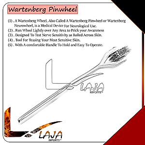Laja Imports 4 Pcs Set Diagnostic Neurologic Wartenberg Sensory Testing Pinwheel Stimulator for Educational Use