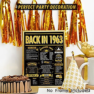 InstaDecor 60th Birthday Card Gifts for Men and Women, Happy and Funny Birthday Cards for Husband, 8x10 inch Print for Party Supplies Centerpieces, Gold Laser