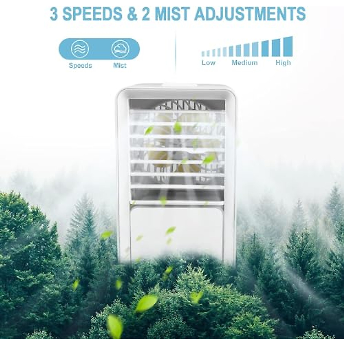 Portable Air Conditioners, Personal Mini Air Conditioner with 3 Wind Speed & 400ML Water Tank, USB Quiet Air Cooler for Small Room Bedroom Office Home