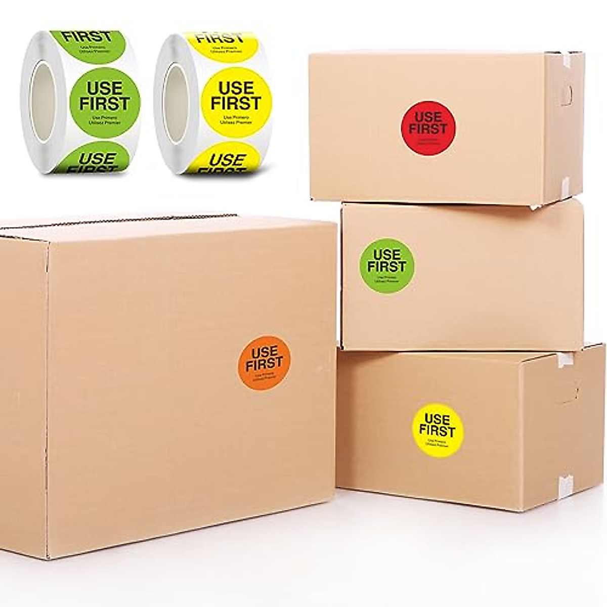 Zzunkn 2000 PCS Use First Stickers, 1.5 Inch Inventory Control Labels, Permanent Adhesive Restaurant Quality Food Labels Circle Label Dot Labels- 500 Stickers Per Roll (Green)