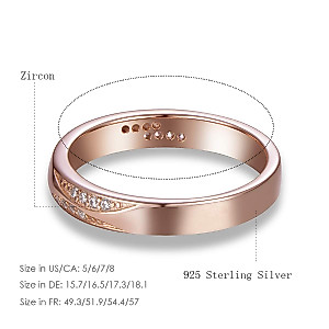 GW Women Silver Ring 925 Sterling Silver Band Rings for Women Retro Style Statement Rings in Size 5/6/7/8 (Rose-gold, 6)