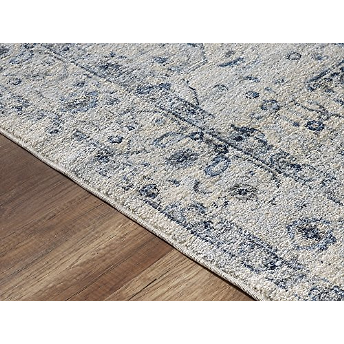 Abani Rugs 7'9" x 10'2" Grey & Blue Geometric Floral Motif Area Rug - Troy Collection Distressed Style Accent Rug