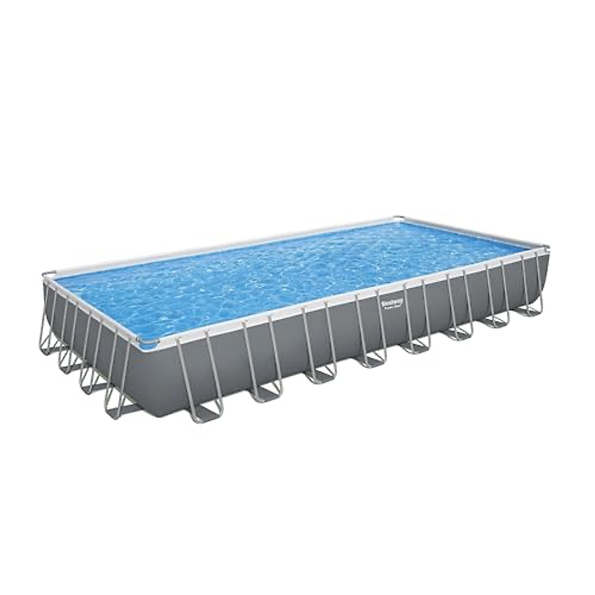 Bestway Power Steel 31' 4" x 16' x 52" Rectangular Metal Frame Above Ground Swimming Pool Set with 2,200 GPH Filter Pump, Ladder, and Pool Cover